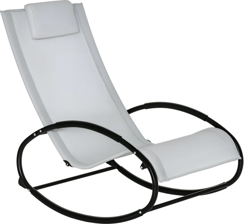 Outsunny Zahradní houpací křeslo Zero Gravity, ergonomická zahradní relaxační židle s prodyšnou textilií a polstrováním pro vnitřní i venkovní použití