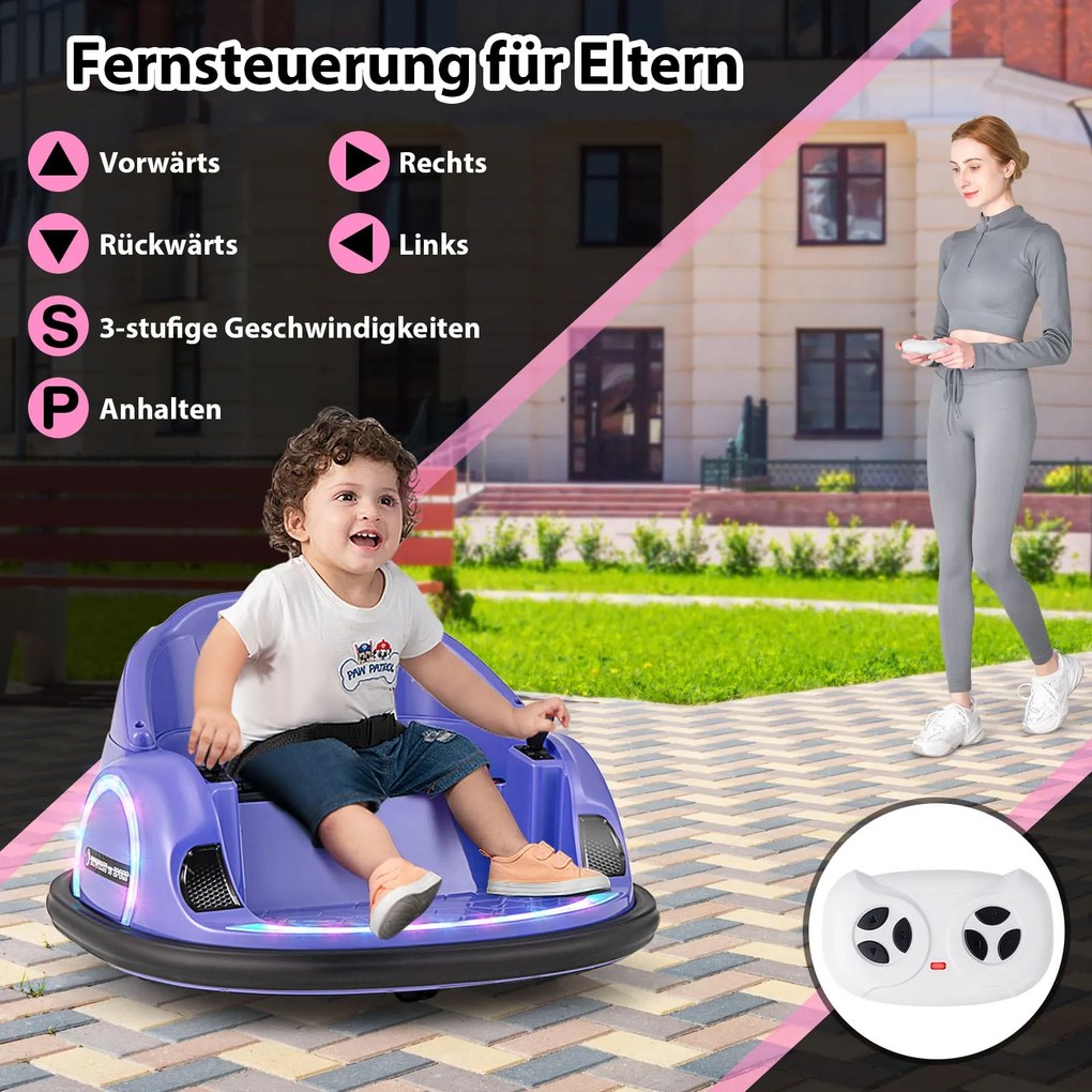 Costway Autíčko s nárazníkem pro batole 12 V Elektrické 360° Spin autíčko