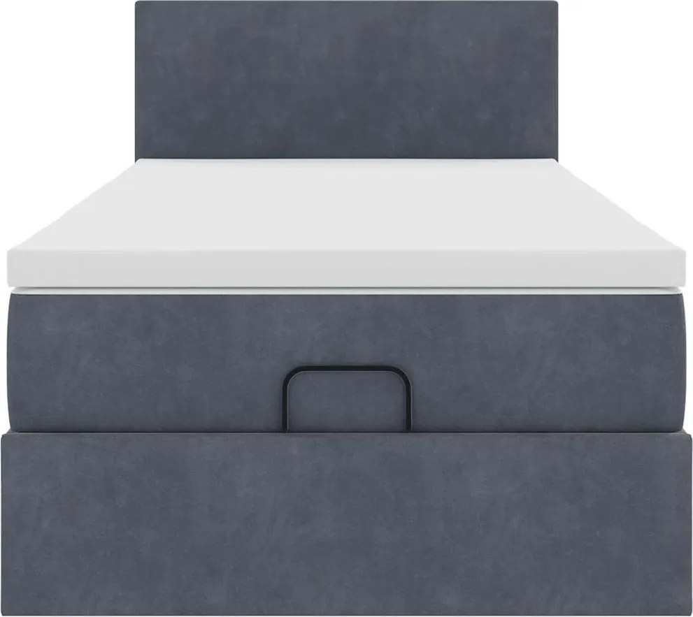 Osmanský rám postele s matrací tmavě šedá 80x200cm samet 3311664
