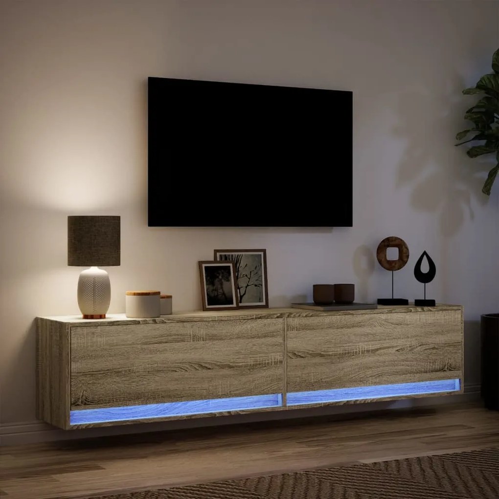 Nástěnná TV skříňka s LED dub sonoma 180 x 31 x 38 cm 3307949