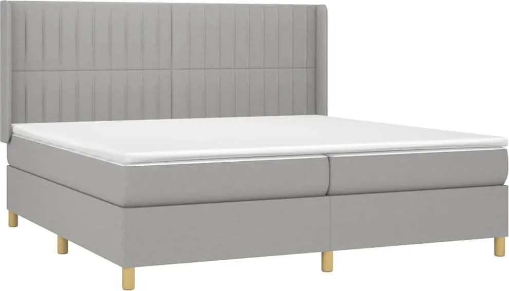 Box spring postel s matrací světle šedá 200 x 200 cm textil 3132177