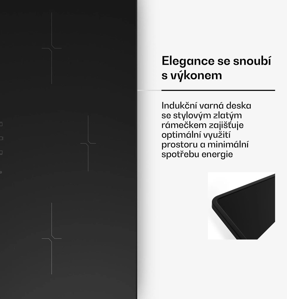 Klarstein Indukční varná deska Velaire, elegantní, minimalistická, výkonná, 3 varné zóny, 5.500 W, 80 cm