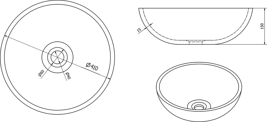 Sapho Priori PI012 umyvadlo  O 42 cm modrý vzor