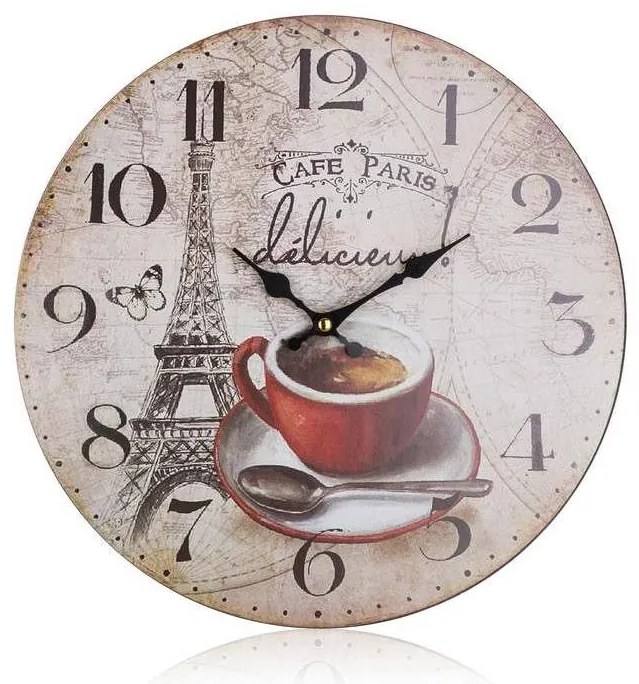 Nástěnné hodiny home decor nástěnné hodiny cafe paris 34 cm