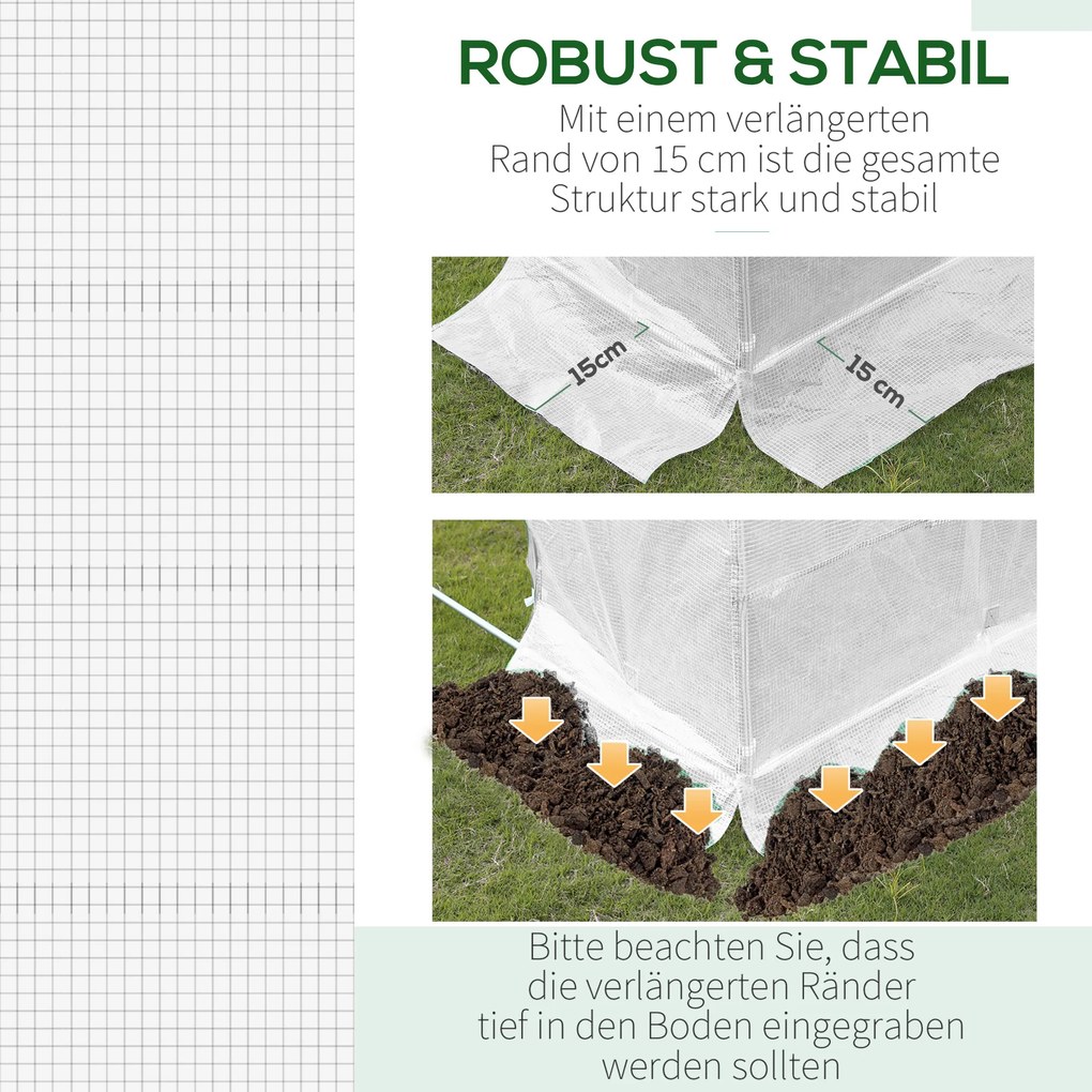 Outsunny náhradní fólie náhradní kryt 600 x 300 x 200 cm s předními dveřmi, 12 oken skleníková fólie odolná proti roztržení, zahradní fólie pro sklen…
