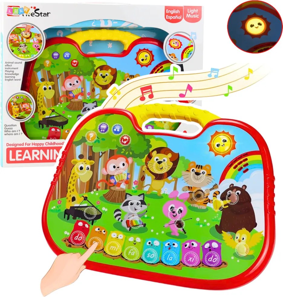 LEAN Toys Interaktivní vzdělávací tabule Svět zvířat nástroje piano