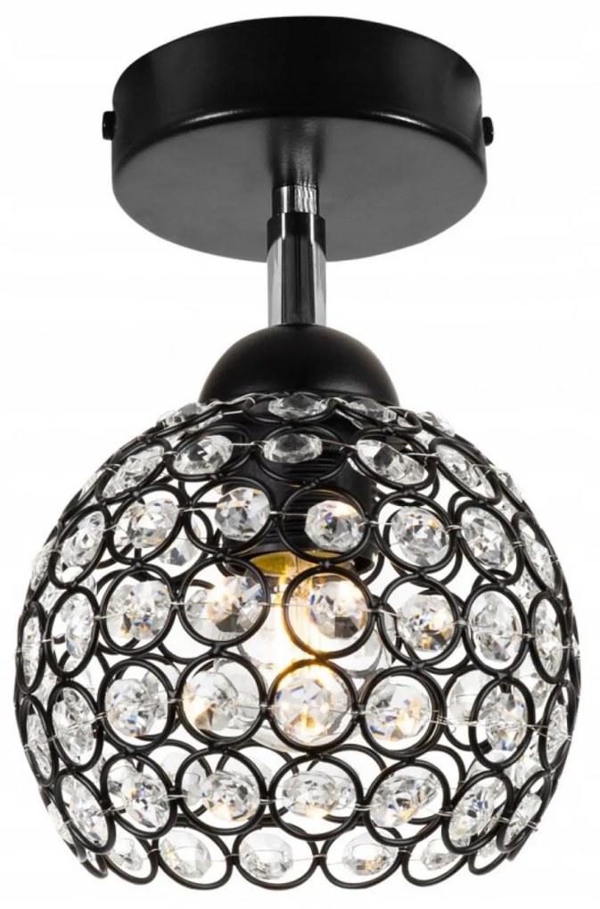 Light for home - Elegantní stropní svítidlo s krystaly CRYSTAL 2222/KP, 1x60W, E27, Černá