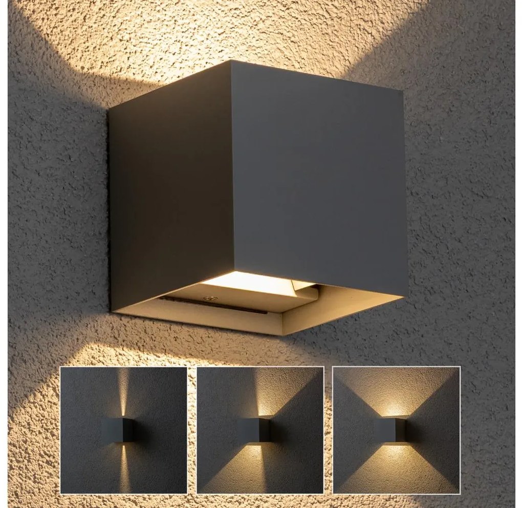Brilagi - LED Venkovní nástěnné svítidlo CUBE LED/6W/230V antracit IP54