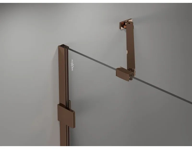 Mexen Lunar Duo, výklopný sprchový kout 105 x 105 cm, 8mm čiré sklo, profil růžové zlato, 834-105L-105P-60-00