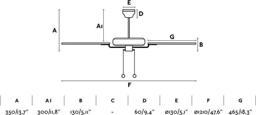 FARO YAKARTA 33711 47,6“ starožitná mosaz/tmavý dub/bělený dub Reverzní stropní ventilátor