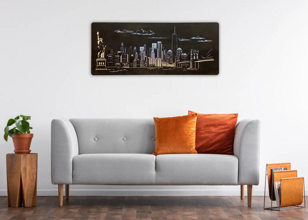Li-Go "New York" světelný obraz 230V 120x50 cm provedení povrchu: černá s patinou