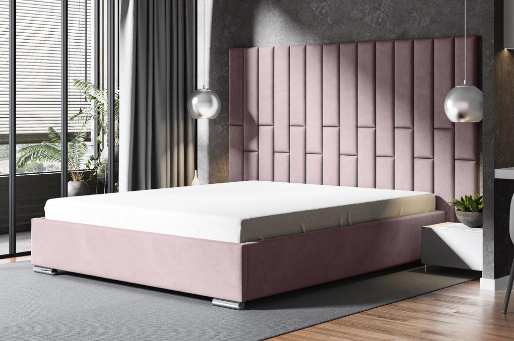 Eka Čalouněná postel LANA 90 x 200 cm Barva látky Trinity: (2310) Růžová, Úložný prostor: S kovovým rámem úložného prostoru