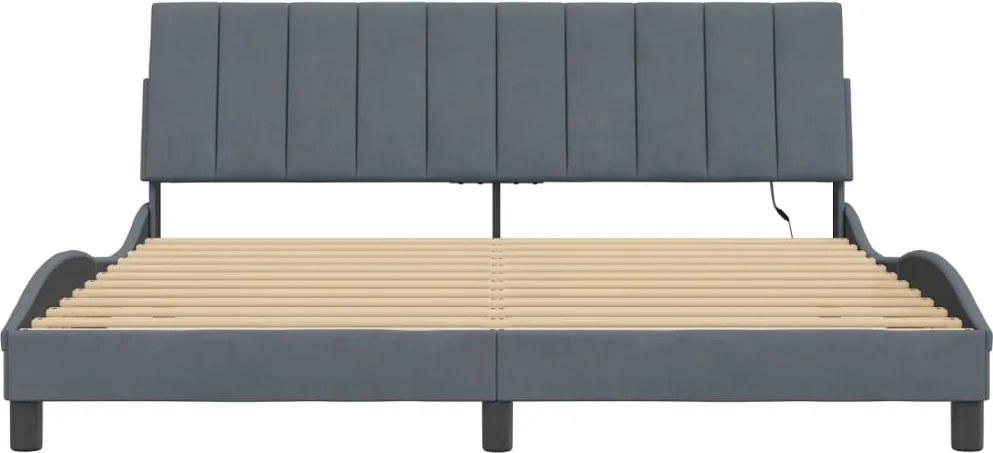 Rám postele s LED osvětlením bez matrace Hanko tmavě šedý 180 x 200 cm samet 3213794