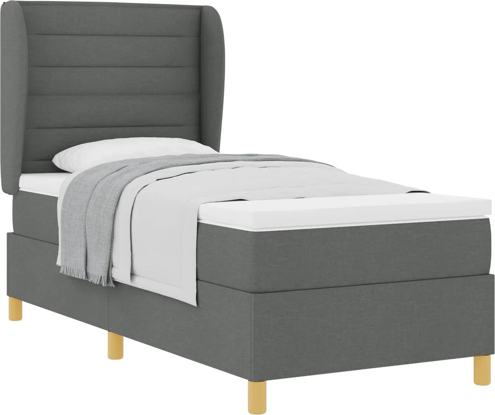 Postel s pružinami a matrací tmavě šedá 90x190 cm Tmavě šedá 3340677