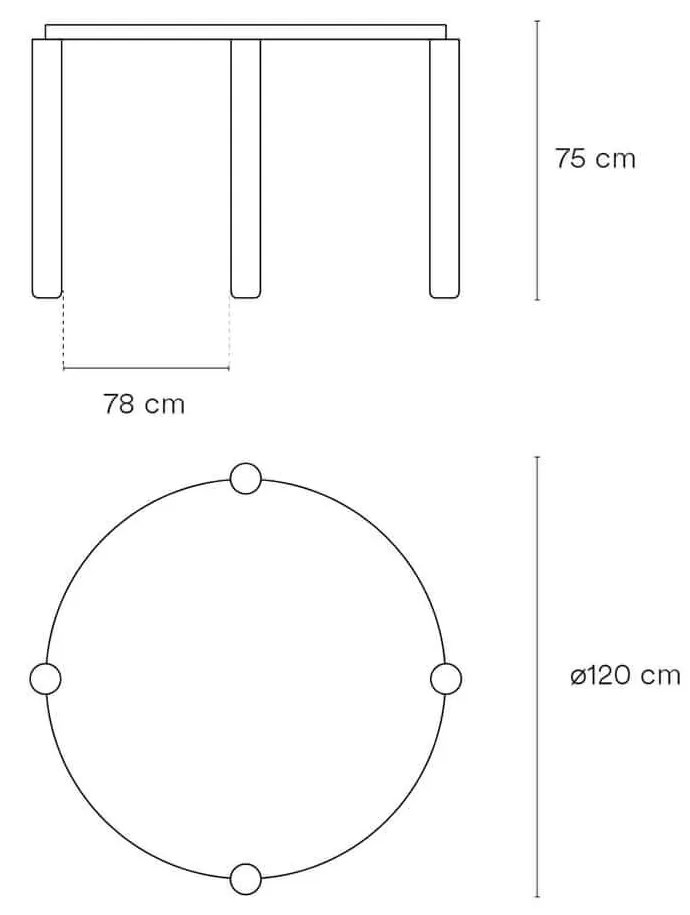 Kulatý jídelní stůl atlas přírodní ø 120 x 75 cm MUZZA