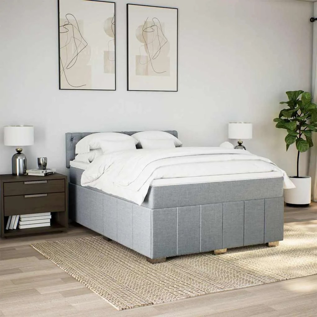 Box spring postel s matrací světle šedá 160 x 200 cm textil 3287126