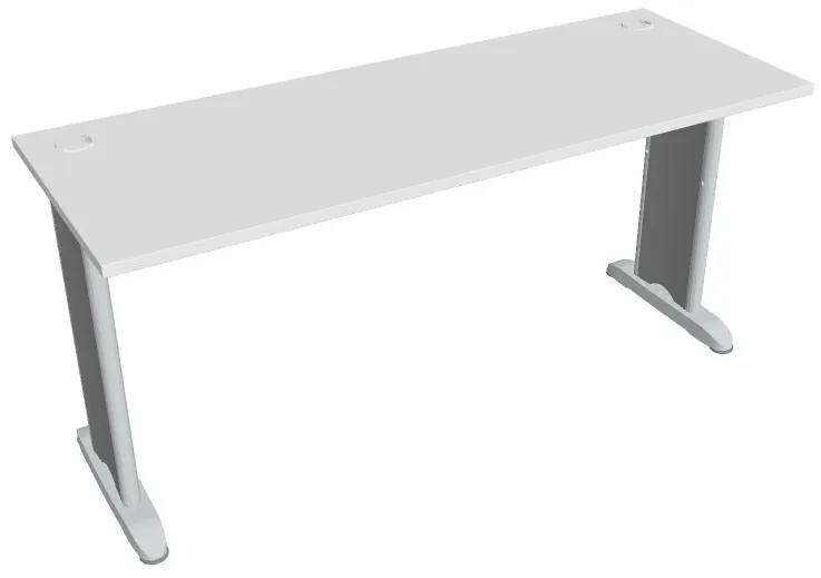 Stůl pracovní rovný 160 cm hl. 60 cm - Hobis Flex FE 1600 Dekor stolové desky: bílá, Barva nohou: Stříbrná