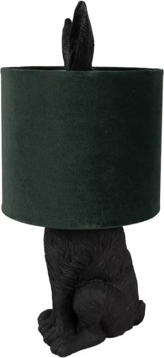 Černá stolní lampa králík s tmavě zeleným stínidlem Konijn – 20x43 cm