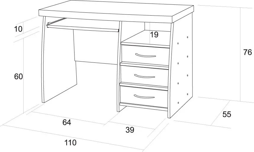 Bradop PC stůl JIM C060 | Provedení: CER creme růžová