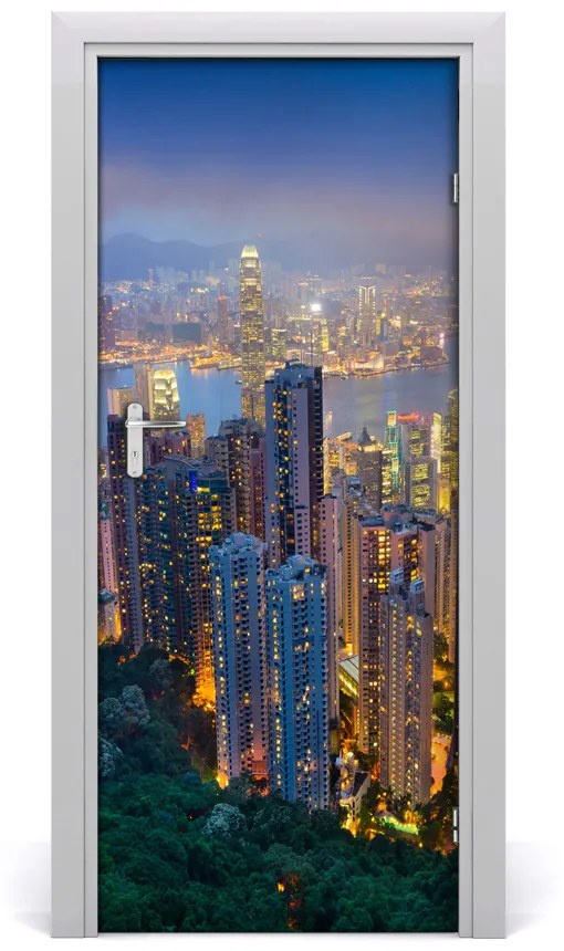 Fototapeta samolepící na dveře Hongkong noc 75x205 cm