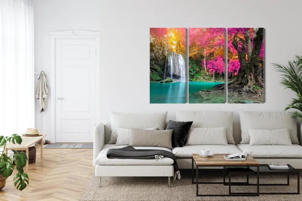 Vícedílný obraz Krásný Lesní Vodopád Nedostatek Nedostatek Plátno Canvas 180x120