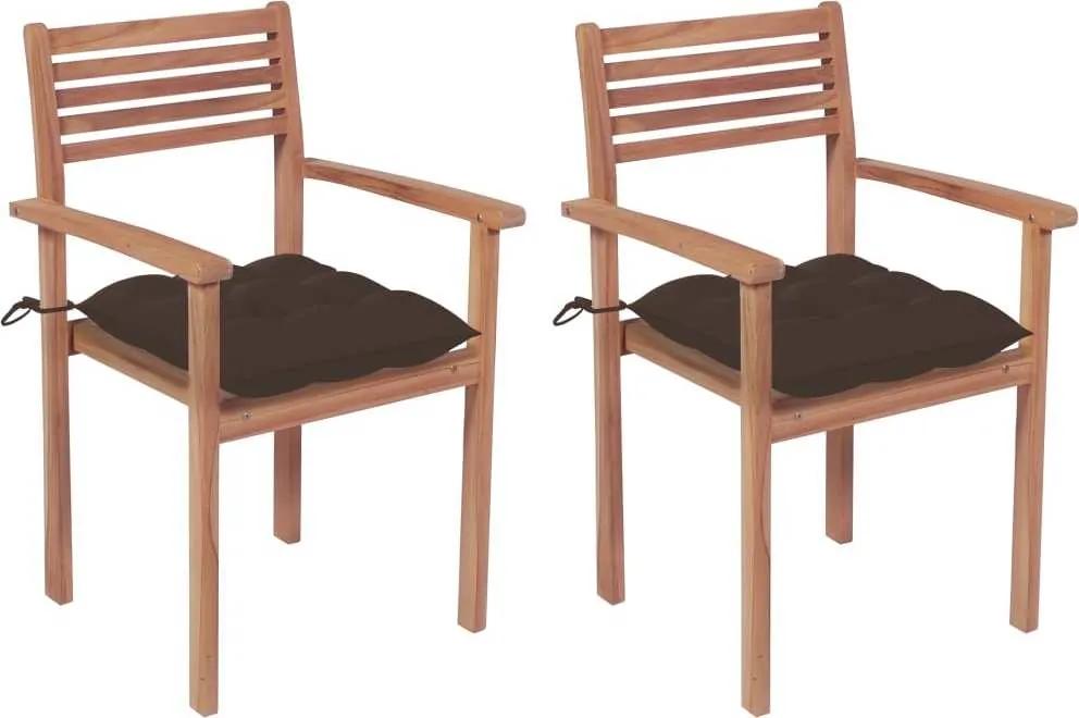 vidaXL Zahradní židle 2 ks podušky masivní teak [3062283] Barva: Šedá