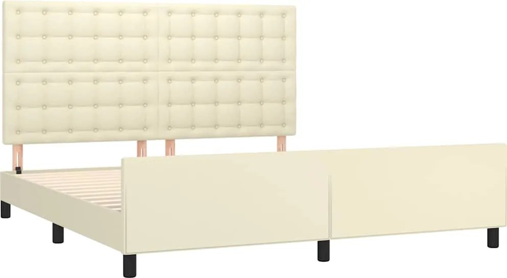 Rám postele s čelem krémový 160x200 cm umělá kůže 3125581