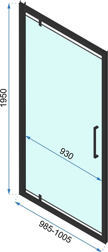 Rea Rapid Swing, 3-stěnový sprchový kout 90 (dveře) x 100 (stěna) x 195 cm, 6mm čiré sklo, černý profil, KPL-009954