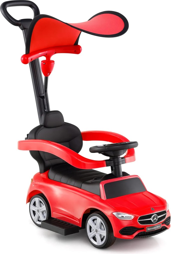 Costway Autosedačka Mercedes-Benz 3 v 1 sjízdné auto s madlem