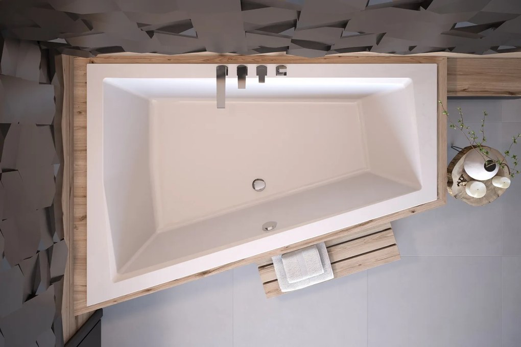Besco Intima Duo Slim asymetrická vana 180 x 125 cm levá akrylát bílá VANINTID18SLIML