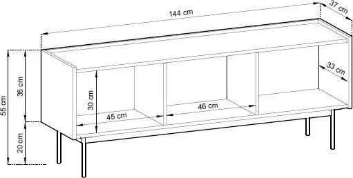 PCo Televizní skříňka CERAMIC RTV-144, 144 cm Kašmír