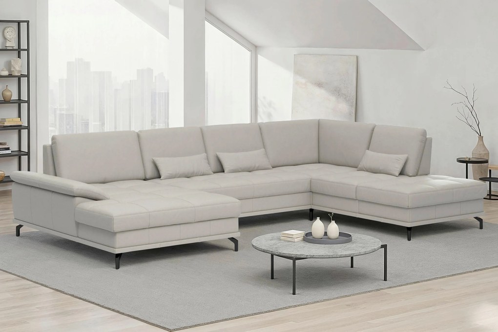 XXXLutz SEDACÍ SOUPRAVA, kůže, světle šedá Sit & More - Sedací soupravy - 00014403971F