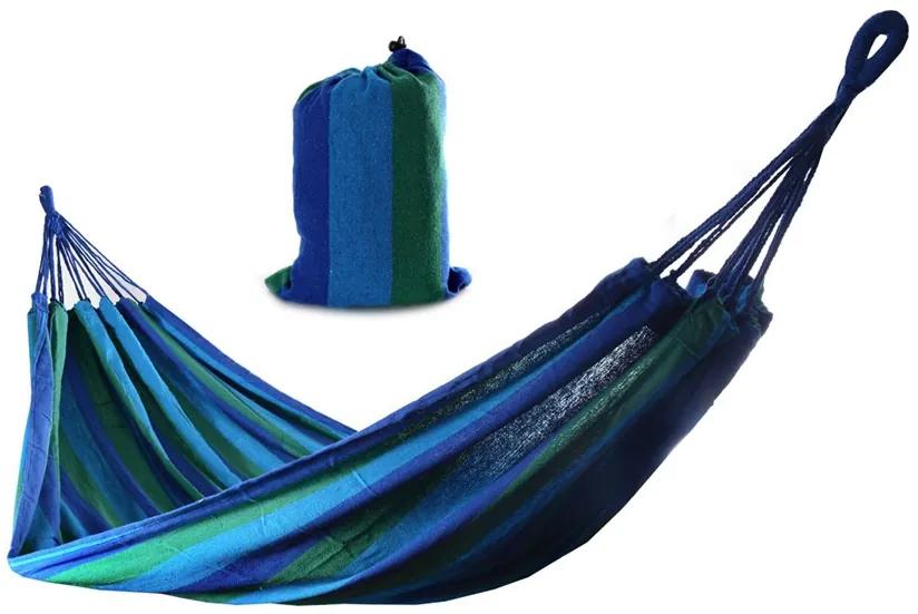 BlueGarden Houpací síť NINA / houpačka jednoosobová 200x85cm zeleno modrá+taška