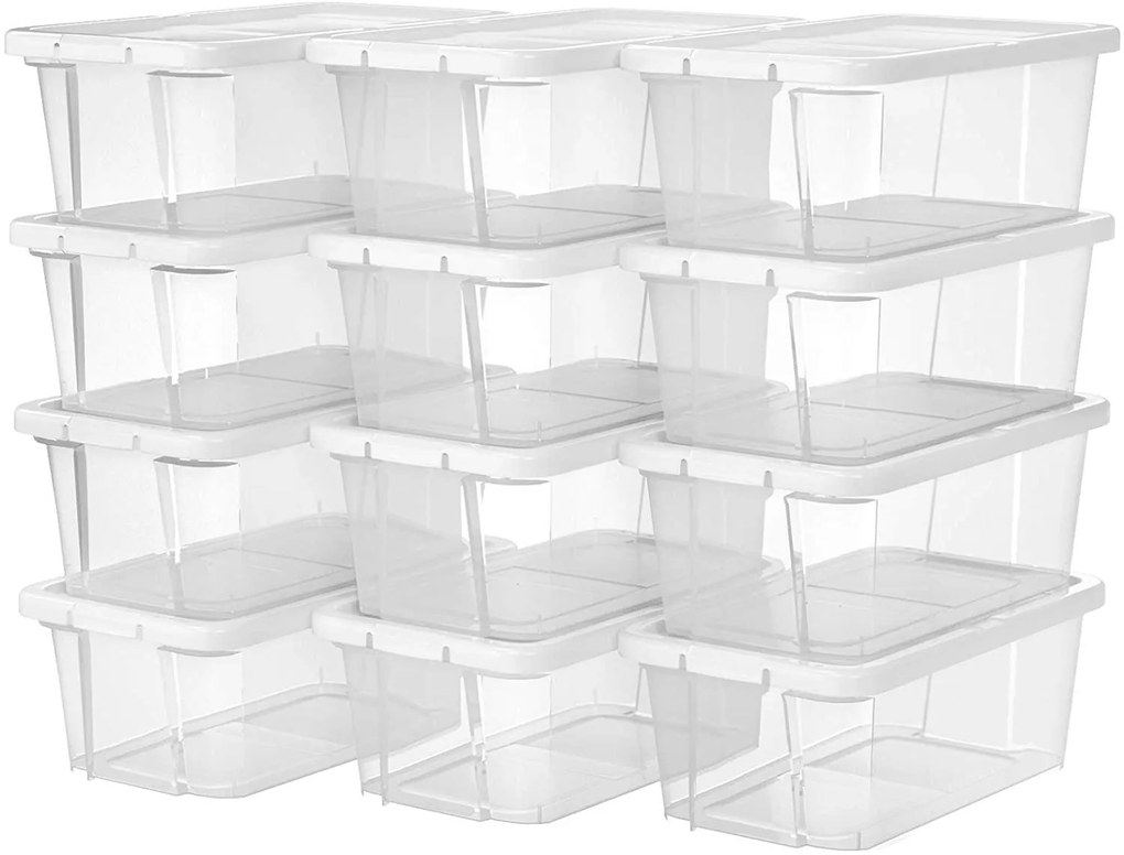 Úložný box Clear, sada 12ks, 16,5x12,5x29,5 cm, transparetní