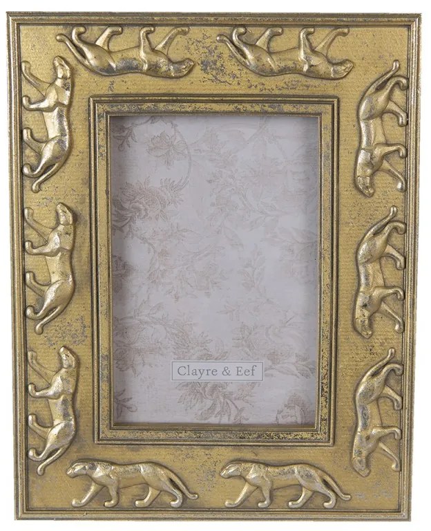 Zlatý antik fotorámeček s pumou – 10x15 cm