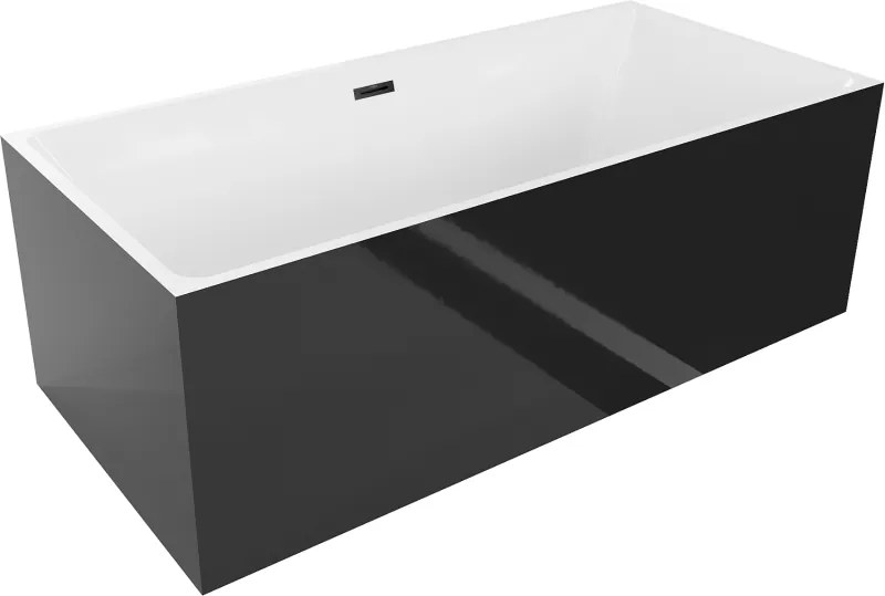 Mexen Nita, volně stojící vana 170 x 80 cm, bílá-černá, černý matný přepad, 52091708075-70