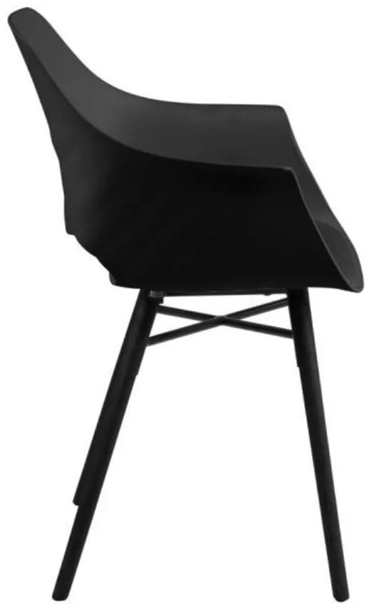 Scandi Černá plastová jídelní židle Gamora s černou podnoží