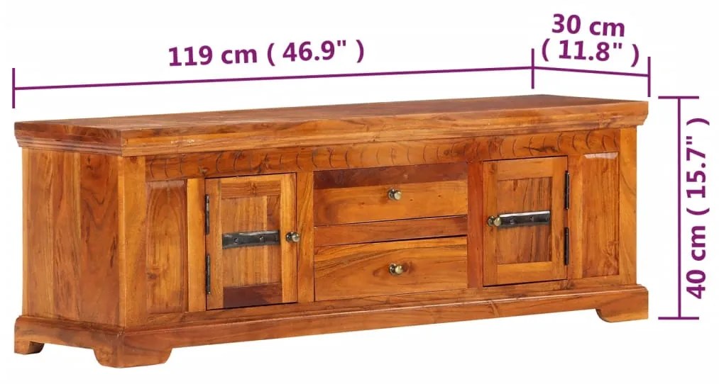 vidaXL TV stolek 119 x 30 x 40 cm masivní akáciové dřevo