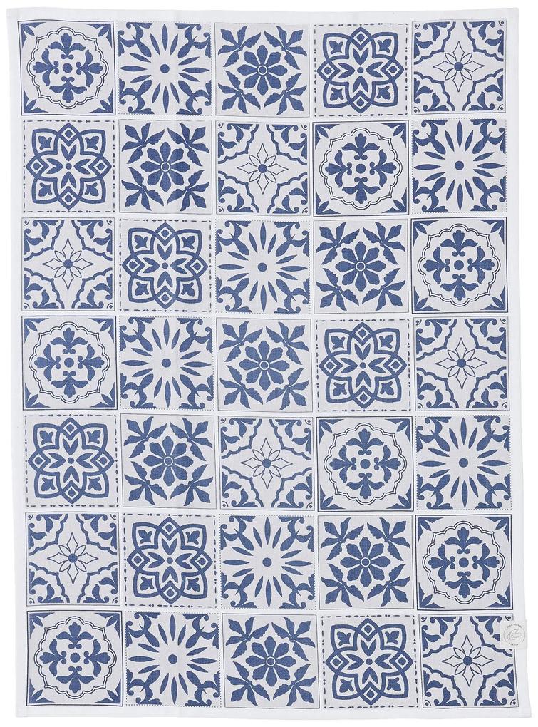 LENE BJERRE Bavlněná utěrka THALIA, indigově modrá, 70 x 50 cm