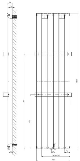 Sapho - Koupelnový radiátor COLONNA 910W/230V 45x180 cm bílá