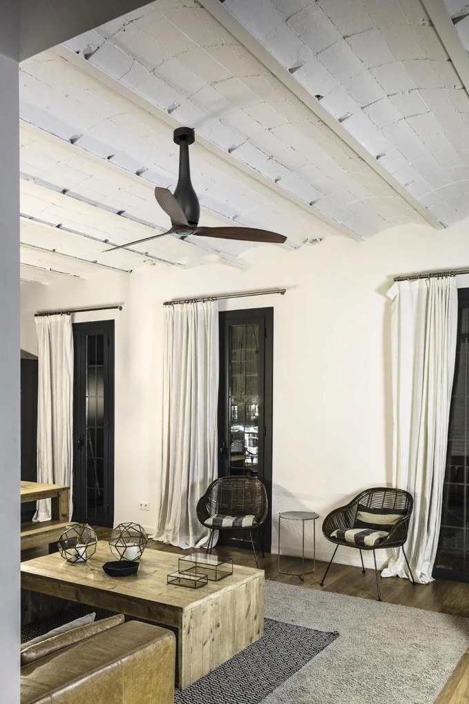 FARO 32004 ETERFAN, černá/dřevo, stropní ventilátor s DC motorem - FARO