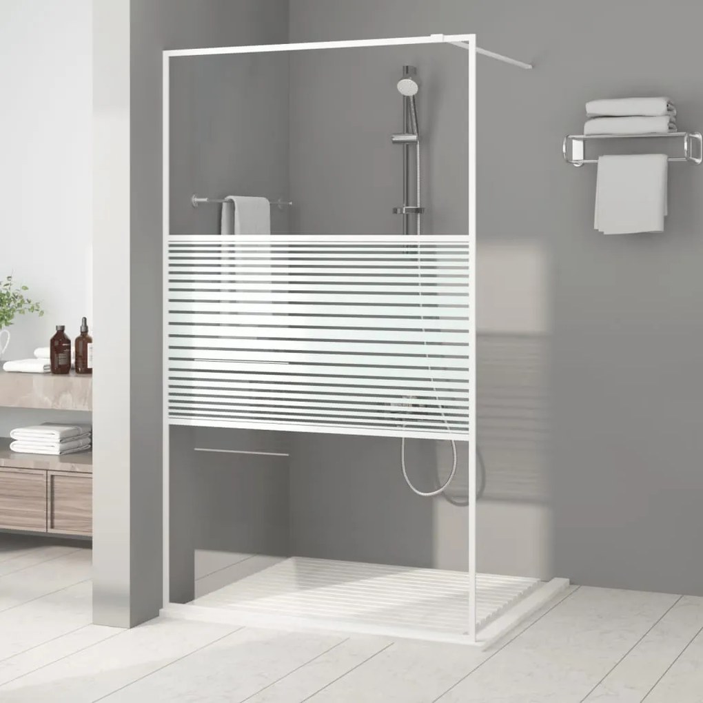 Sprchová zástěna walk-in bílá 115 x 195 cm čiré ESG sklo 152153