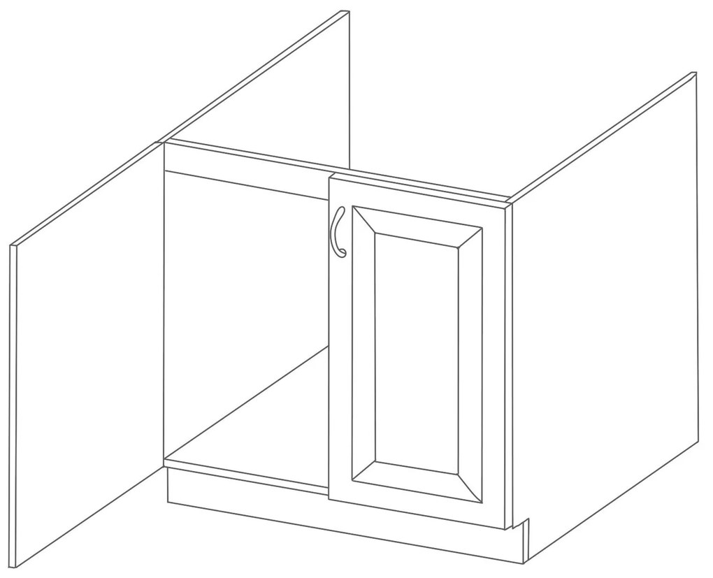 Dřezová skříňka BALIJA - šířka 80 cm, lanýžově šedá / dub artisan