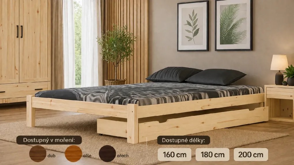 ComfortMatrace Zvýhodněný set: MATRACE+Postel z masivu borovice AURORA+rošt ZDARMA Barva: dub, Rozměr: 160x200 cm, Model matrace: GOLTEX 20cm
