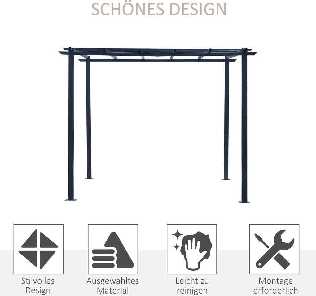 Outsunny pavilon růží stabilní oblouk pro rostliny jako pomůcka pro šplhání kovový odolný proti povětrnostním vlivům černý 2,97x2,95x2,3 m pro zahrad…