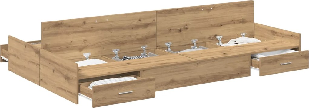 Rám postele s úložným prostorem Artisanový dub 120 x 190 cm 3335332