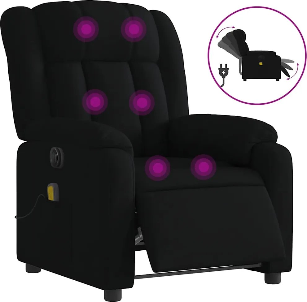 Elektrické masážní polohovací křeslo černé textil 3205306