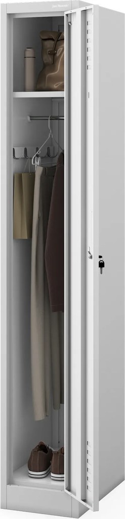 Úzká jednokomorová šatní skříňka pro zaměstnance, šedá, 300x1800x500 mm: KACPER II Plus