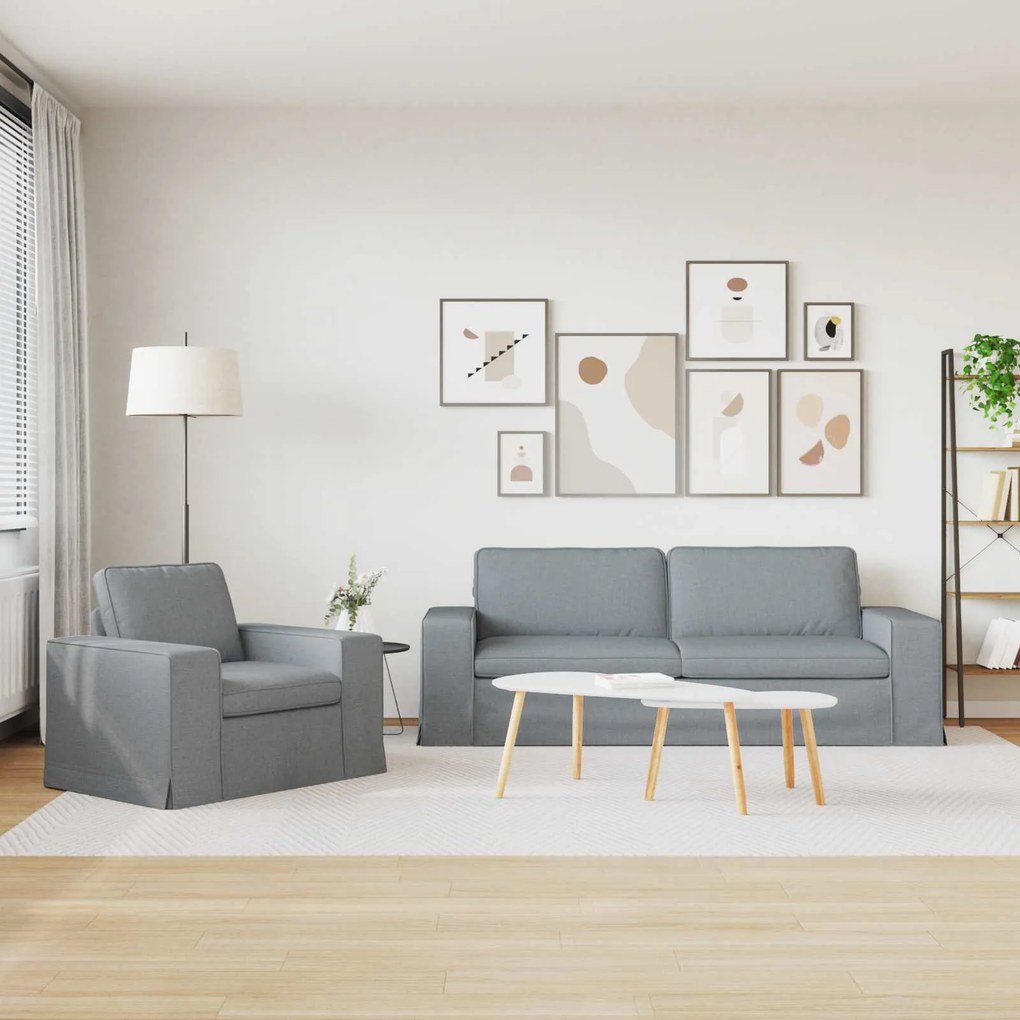 Set pohovek 2 ks Světle šedá textil 3407588