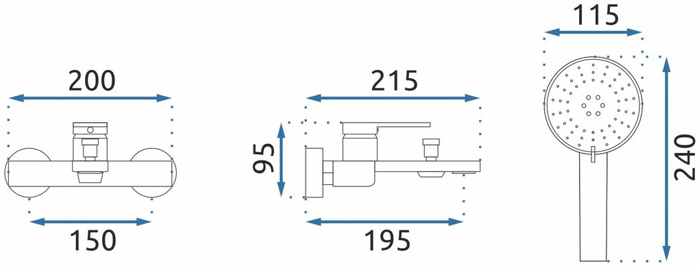 Nástěnná vanová baterie REA VERSO zlatá kartáčovaná